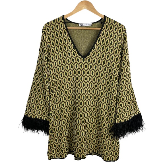 Zara | Tops | Zara Pattern And Feather Shirt | Poshmark